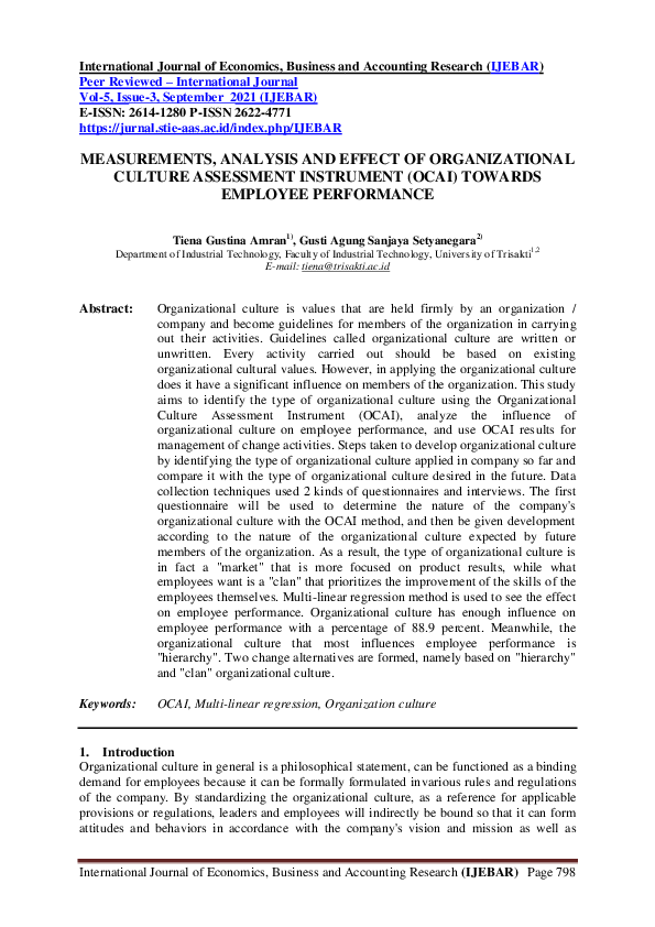 (PDF) Measurements, Analysis and Effect of Organizational Culture ...