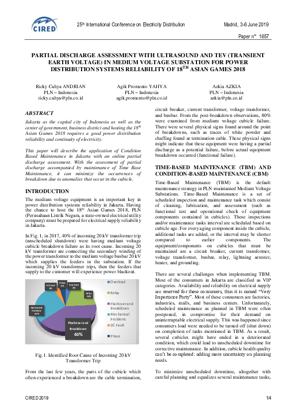 (PDF) Partial Discharge Assessment with Ultrasound and TEV (Transient Earth Voltage) in Medium ...