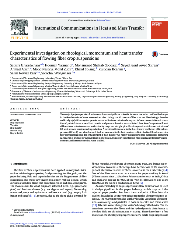 (PDF) Experimental investigation on rheological, momentum and heat ...
