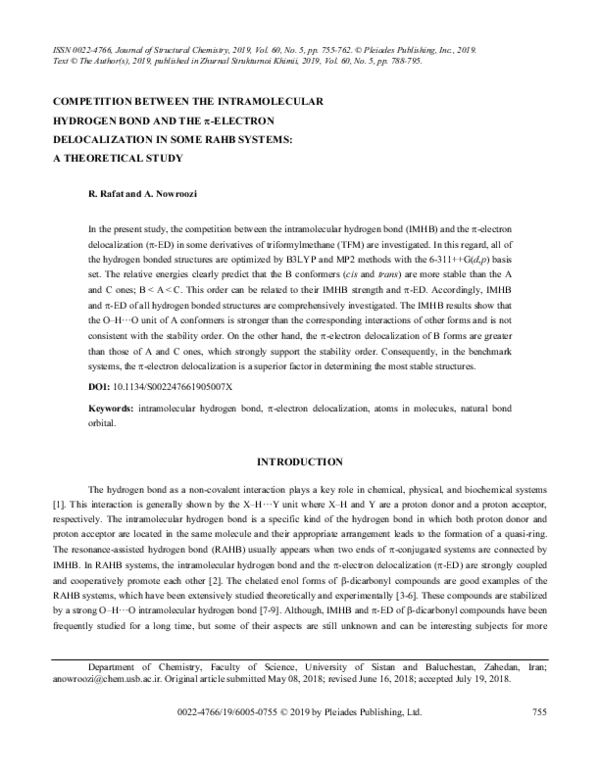 (PDF) The competition between the intramolecular hydrogen bond and π ...