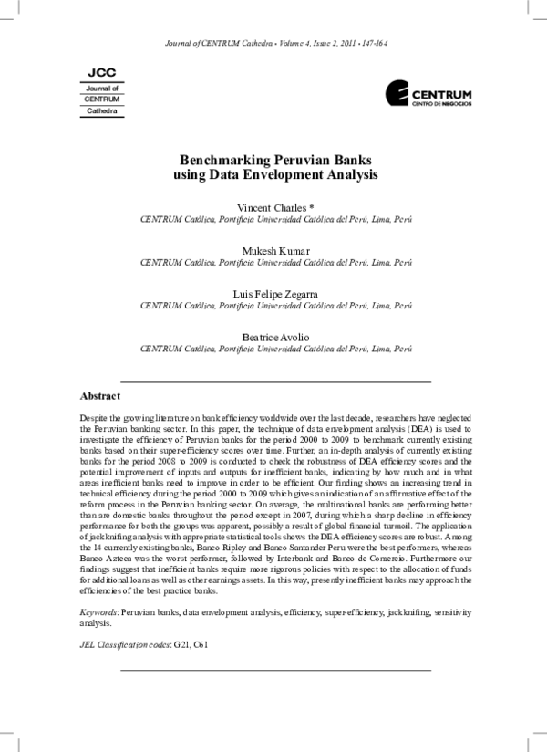 (PDF) Benchmarking Peruvian Banks using Data Envelopment Analysis
