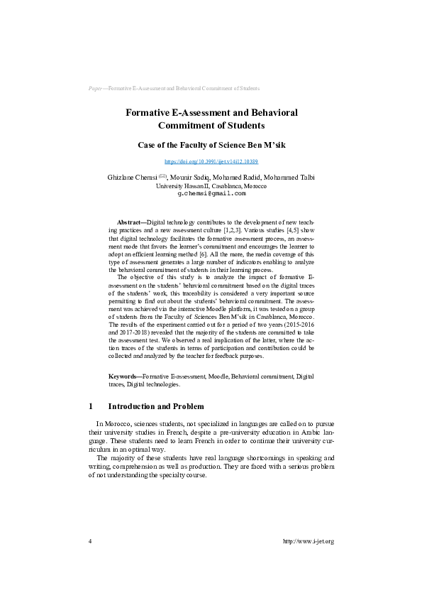 (PDF) Formative E-Assessment and Behavioral Commitment of Students ...