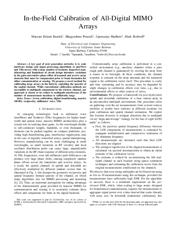 (PDF) In-the-Field Calibration of All-Digital MIMO Arrays | Bhagyashree Puranik - Academia.edu