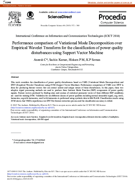 (PDF) Performance Comparison of Variational Mode Decomposition over ...