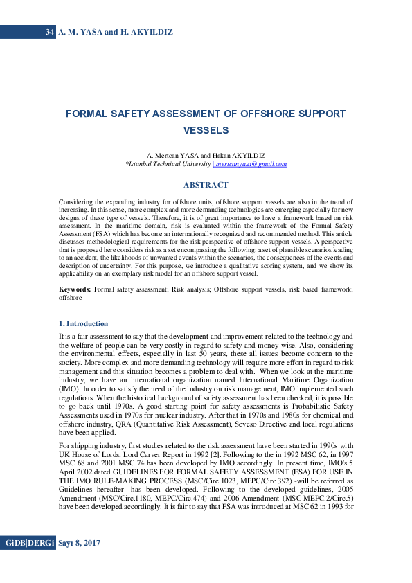 (PDF) Formal Safety Assessment of Offshore Support Vessels