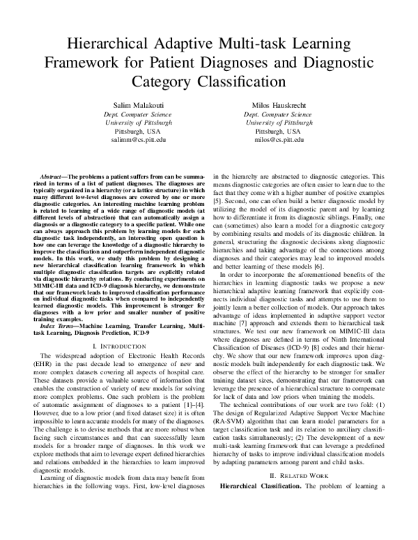 Pdf Hierarchical Adaptive Multi Task Learning Framework For Patient Diagnoses And Diagnostic