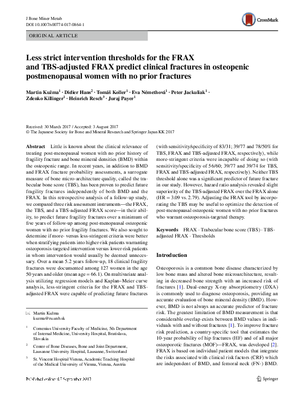 (PDF) Less strict intervention thresholds for the FRAX and TBS-adjusted ...
