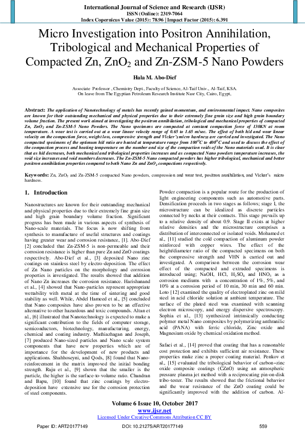 (PDF) Micro Investigation into Positron Annihilation, Tribological and Mechanical Properties of ...