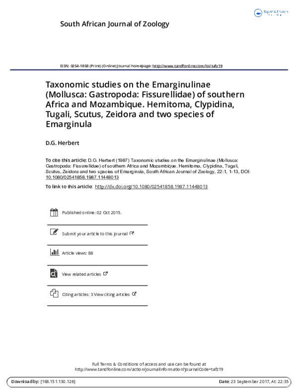 (PDF) Taxonomic studies on the Emarginulinae (Mollusca: Gastropoda ...