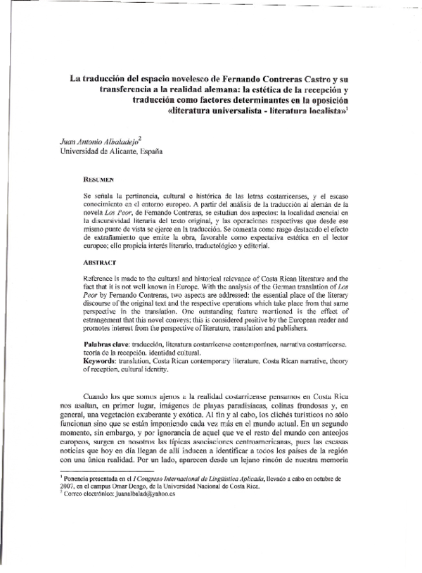 (PDF) La traducción del espacio novelesco de Fernando Contreras Castro ...
