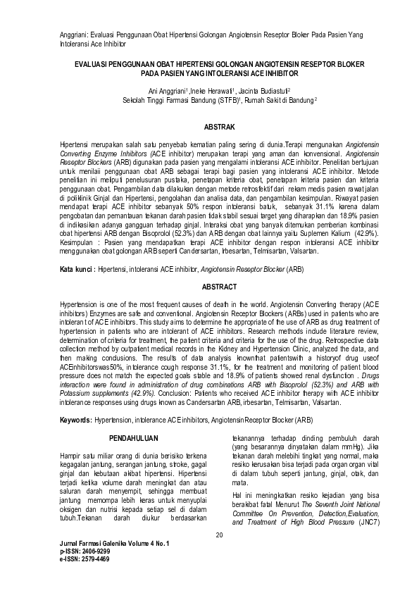 (PDF) Evaluasi Penggunaan Obat Hipertensi Golongan Angiotensin Reseptor ...