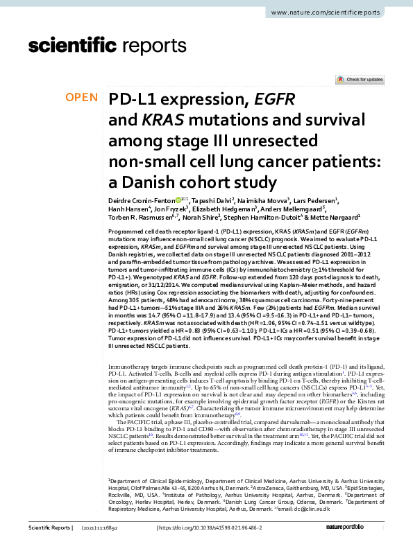 (PDF) PD-L1 expression, EGFR and KRAS mutations and survival among stage III unresected non ...