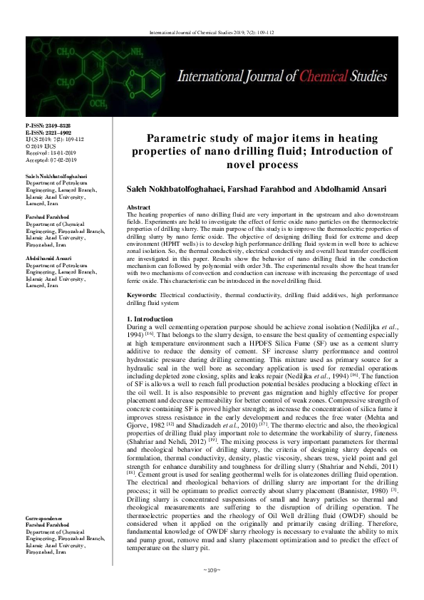 (PDF) Parametric study of major items in heating properties of nano drilling fluid; Introduction ...
