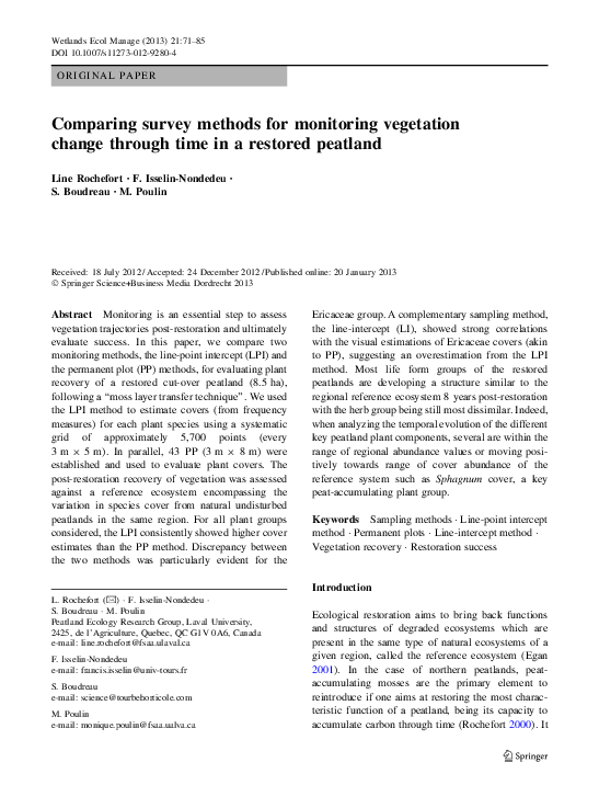 (PDF) Comparing survey methods for monitoring vegetation change through ...