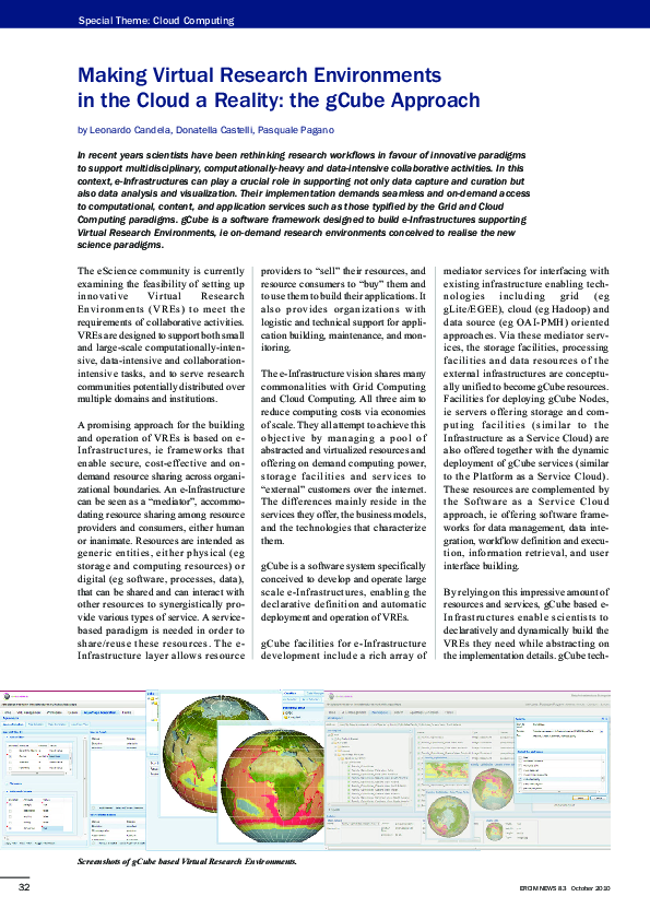 (PDF) Making virtual research environments in the cloud a reality: the ...