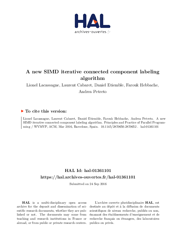 Pdf A New Simd Iterative Connected Component Labeling Algorithm