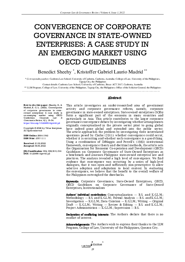 (PDF) Convergence of corporate governance in state-owned enterprises: A case study in an ...