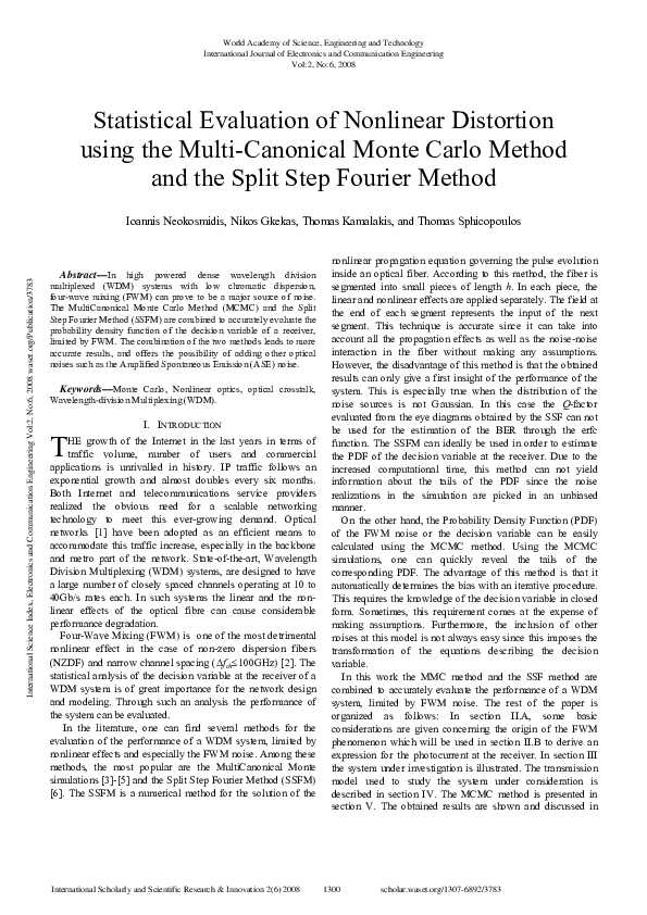 (PDF) Statistical Evaluation Of Nonlinear Distortion Using The Multi-Canonical Monte Carlo ...