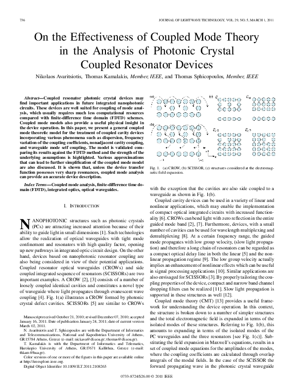 (PDF) On the Effectiveness of Coupled Mode Theory in the Analysis of ...