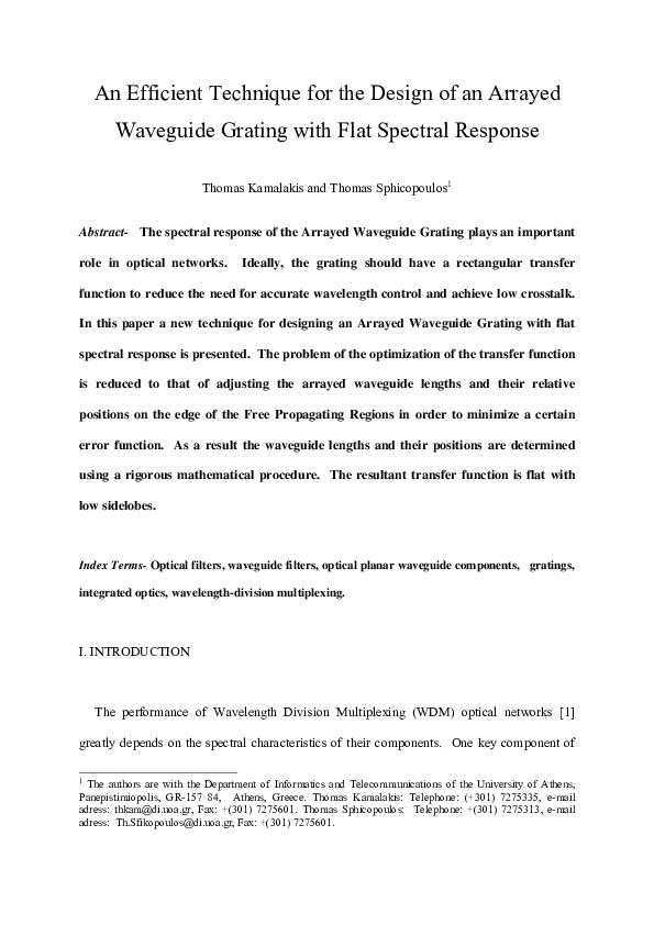 (PDF) An efficient technique for the design of an arrayed-waveguide ...