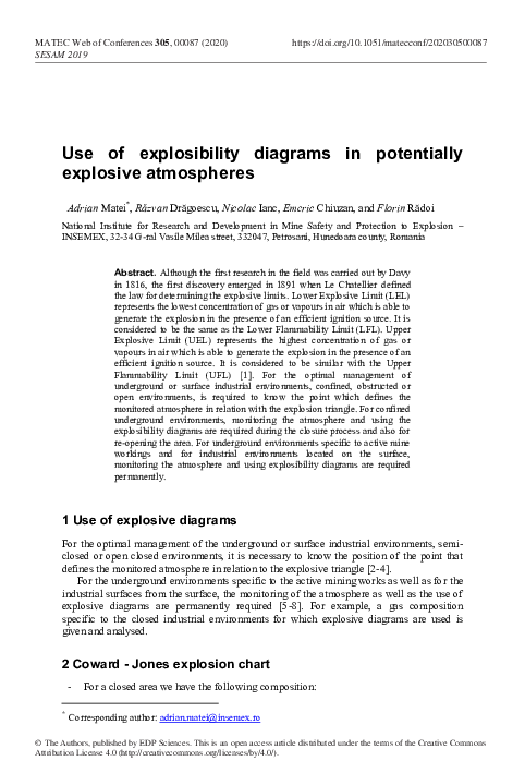 (PDF) Use of explosibility diagrams in potentially explosive atmospheres