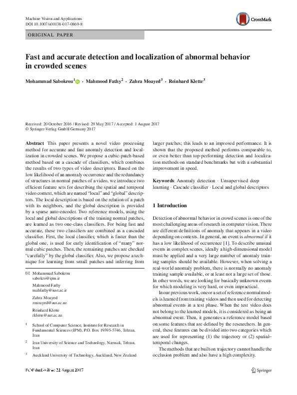Pdf Fast And Accurate Detection And Localization Of Abnormal Behavior