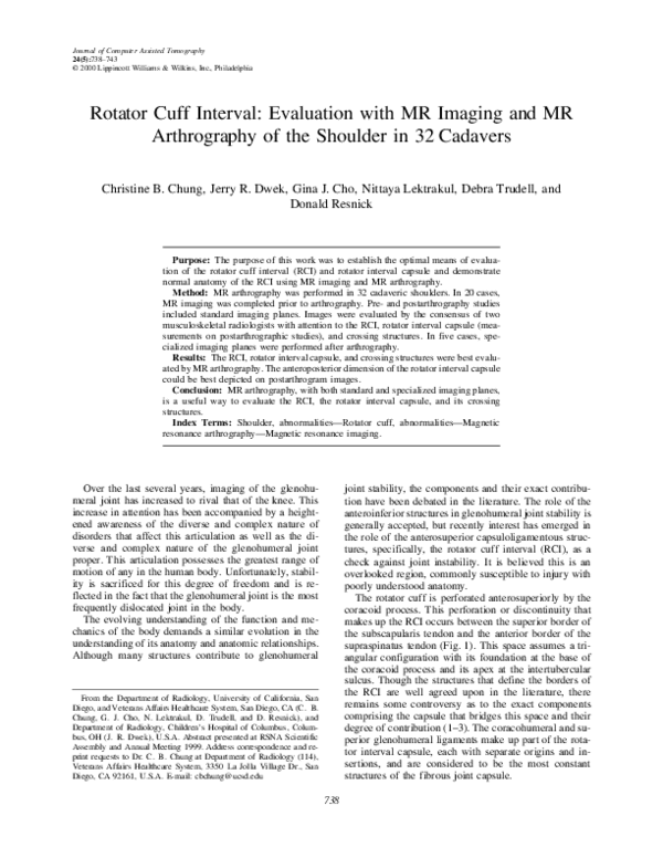 (PDF) Rotator Cuff Interval: Evaluation with MR Imaging and MR ...