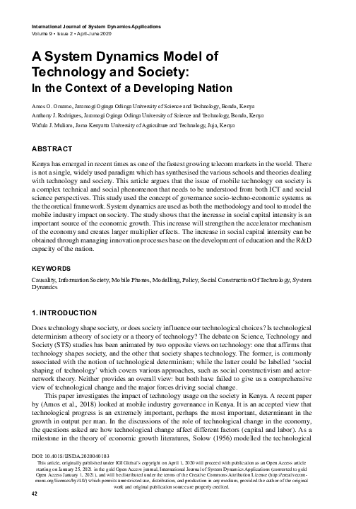 (PDF) A System Dynamics Model of Technology and Society
