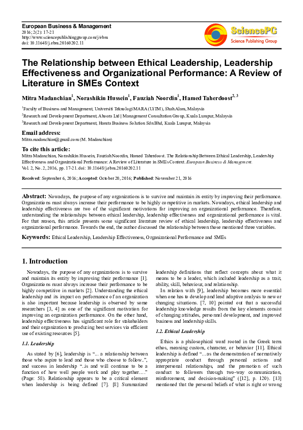 (PDF) The Relationship between Ethical Leadership, Leadership ...