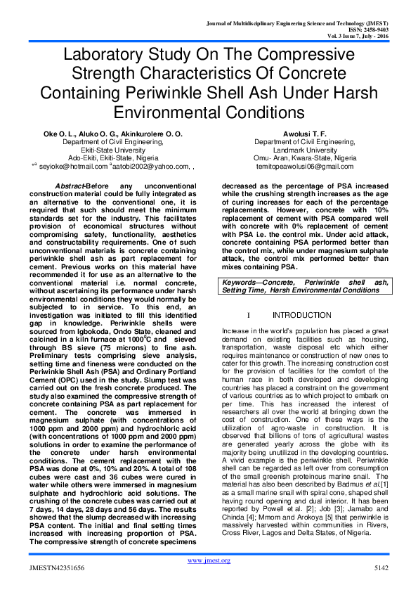 (PDF) Laboratory Study On The Compressive Strength Characteristics Of ...