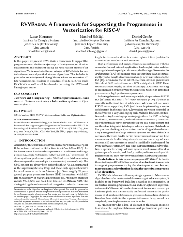 (PDF) RVVRadar: A Framework for Supporting the Programmer in Vectorization for RISC-V