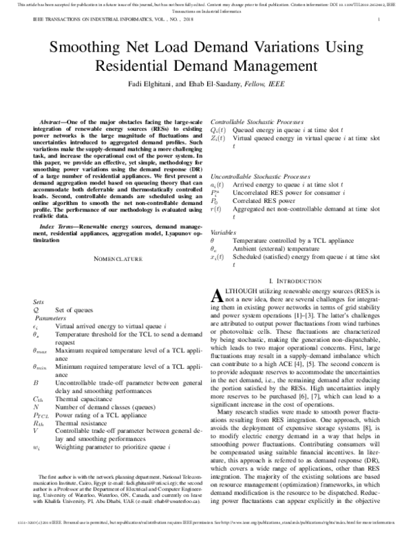 (PDF) Smoothing Net Load Demand Variations Using Residential Demand ...
