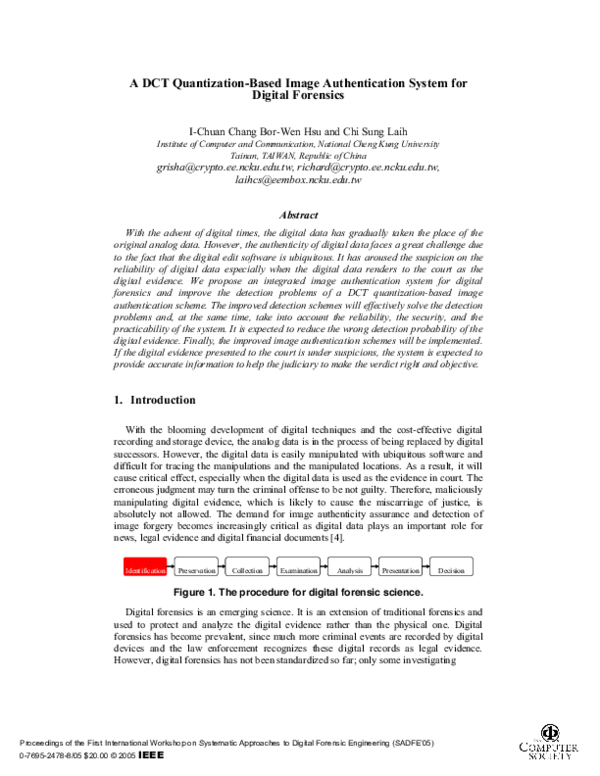 Pdf A Dct Quantization Based Image Authentication System For Digital