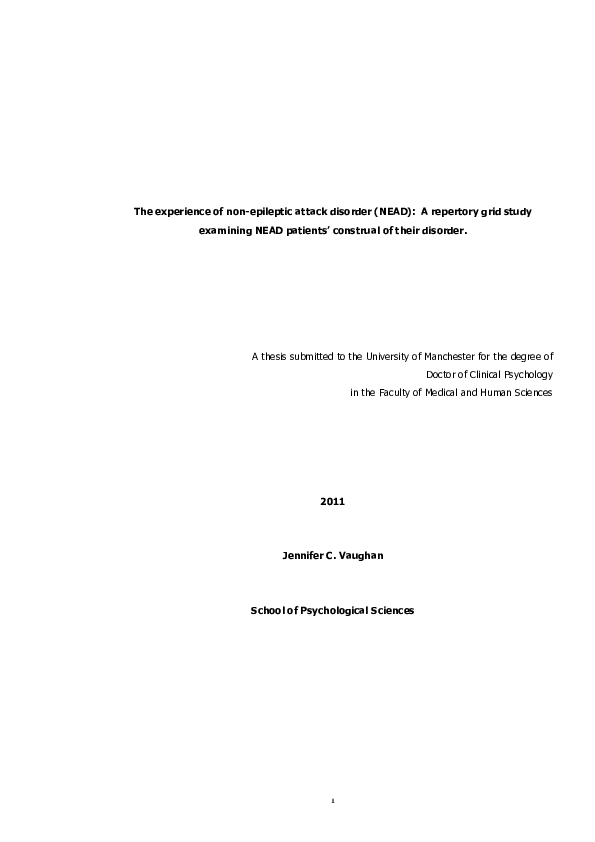 (PDF) The experience of non-epileptic attack disorder (NEAD) : a ...
