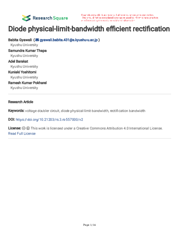 Pdf Diode Physical Limit Bandwidth Efficient Rectification