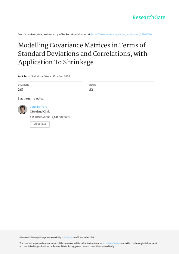 Pdf Modeling Covariance Matrices In Terms Of Standard Deviations And