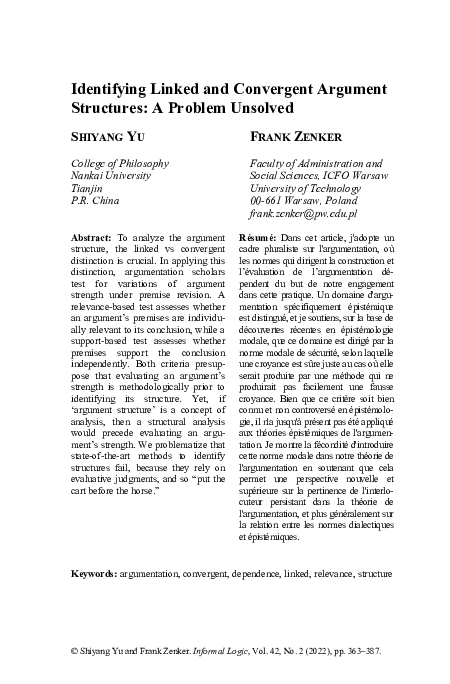(PDF) Identifying Linked and Convergent Argument Structures