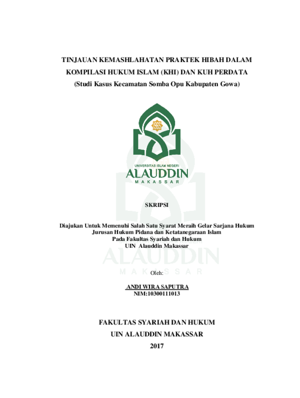 (PDF) Tinjauan Kemashlahatan Praktek Hibah dalam Kompilasi Hukum Islam ...