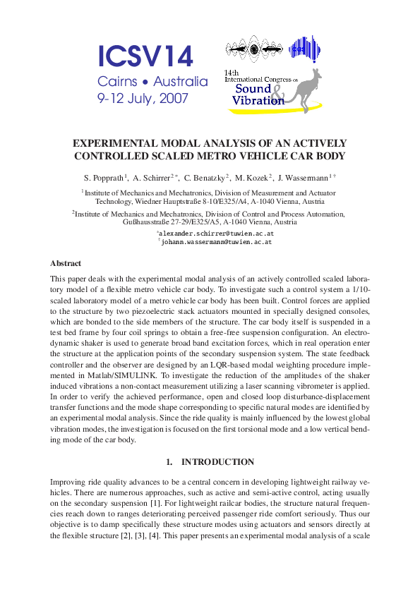 (PDF) ICSV 14 Cairns • Australia 9-12 July , 2007 EXPERIMENTAL MODAL ...