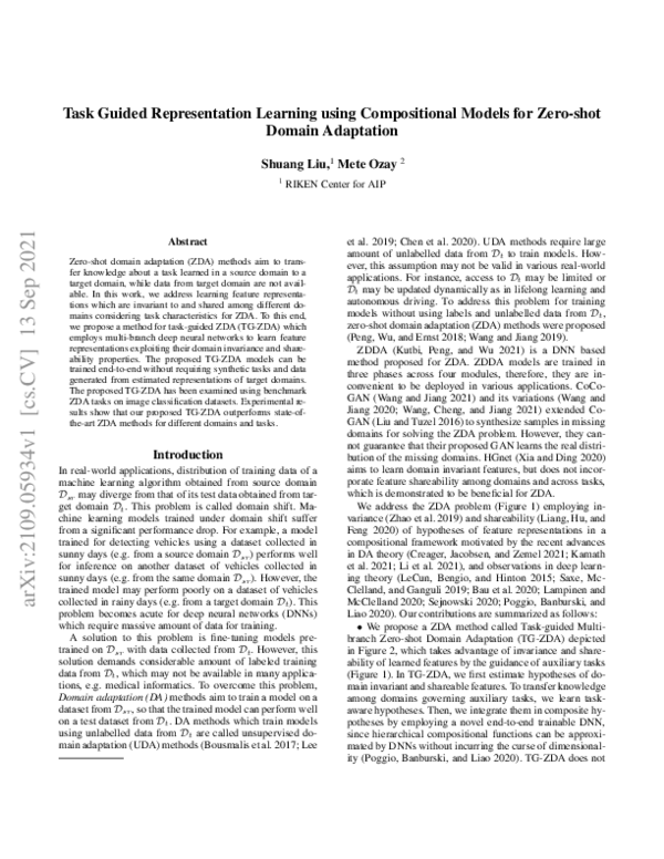 (PDF) Task Guided Representation Learning using Compositional Models for Zero-shot Domain Adaptation