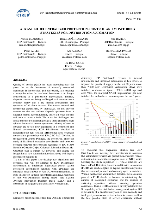 (PDF) Advanced Decentralized Protection, Control and Monitoring Strategies for Distribution ...