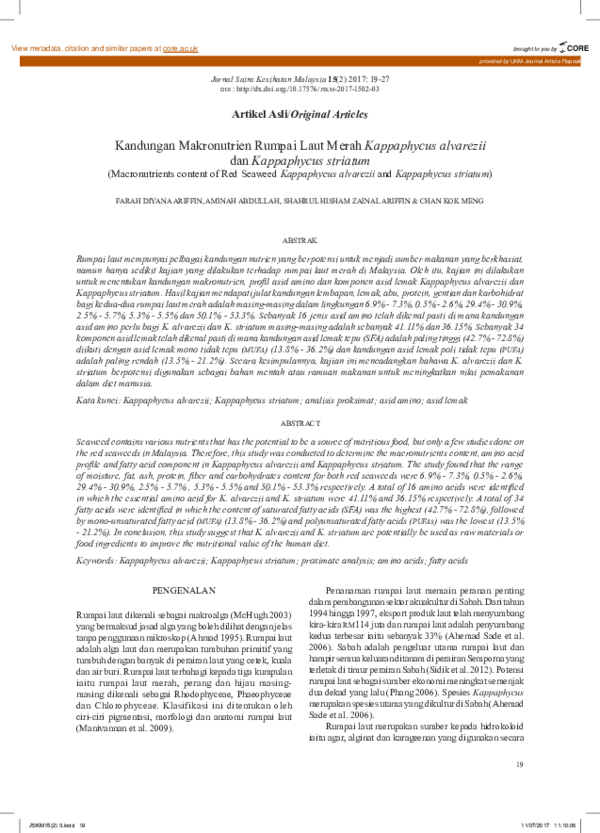 (PDF) Kandungan makronutrien rumpai laut merah Kappaphycus alvarezii ...