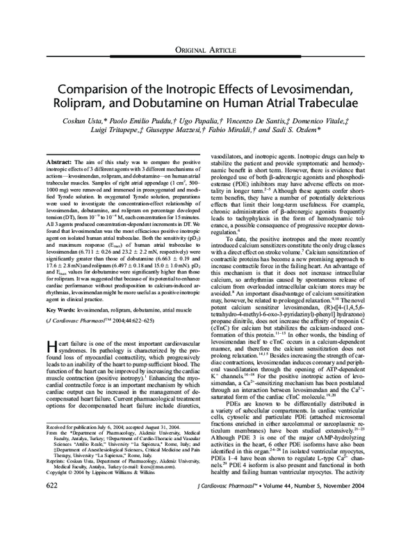 (PDF) Comparision of the Inotropic Effects of Levosimendan, Rolipram ...