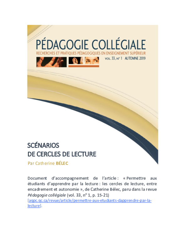 (PDF) Permettre Aux Etudiants D Apprendre Par La Lecture Les Cercles De ...