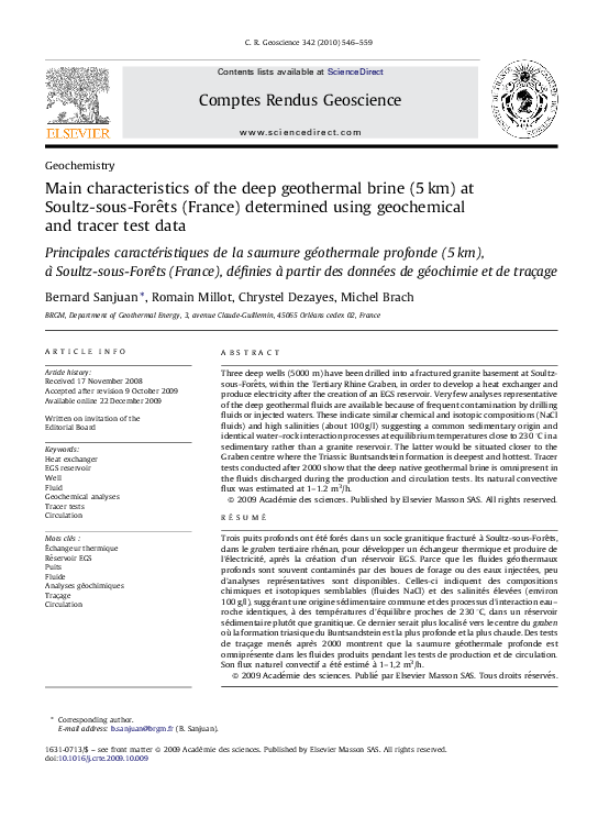 (PDF) Main characteristics of the deep geothermal brine (5km) at Soultz ...