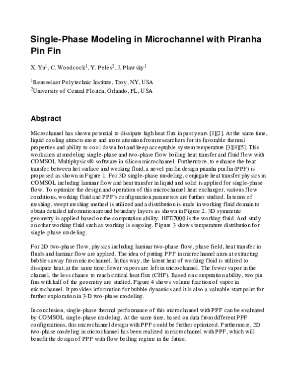 (PDF) Single-Phase Modeling in Microchannel with Piranha Pin Fin