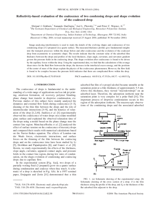 (PDF) Reflectivity-based evaluation of the coalescence of two ...