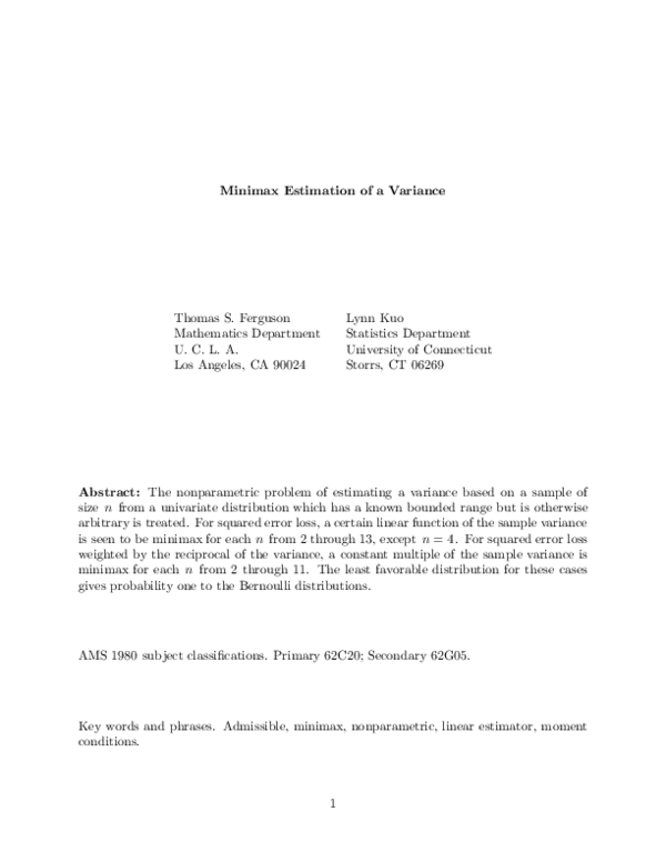 (PDF) Minimax estimation of a variance