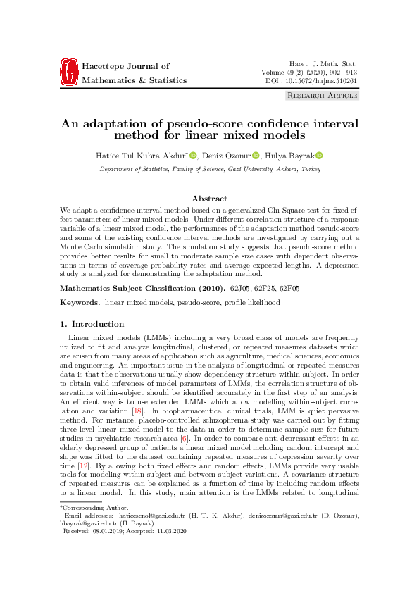 (PDF) An Adaptation of Pseudo-Score Confidence Interval Method for ...