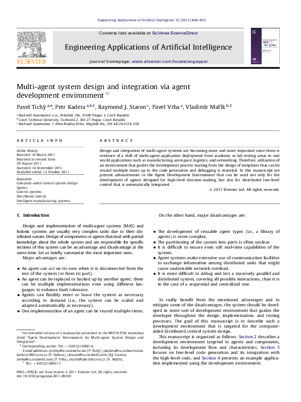 (PDF) Multi-agent system design and integration via agent development environment | Vladimir ...